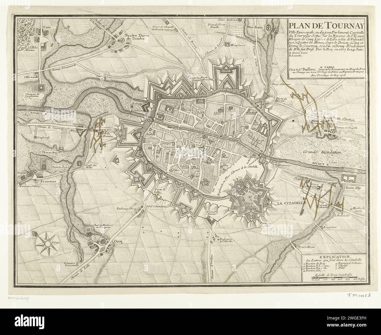 Map of Tournai, 1709, 1708 - 1709 print Map of Tournai (Tournai ...
