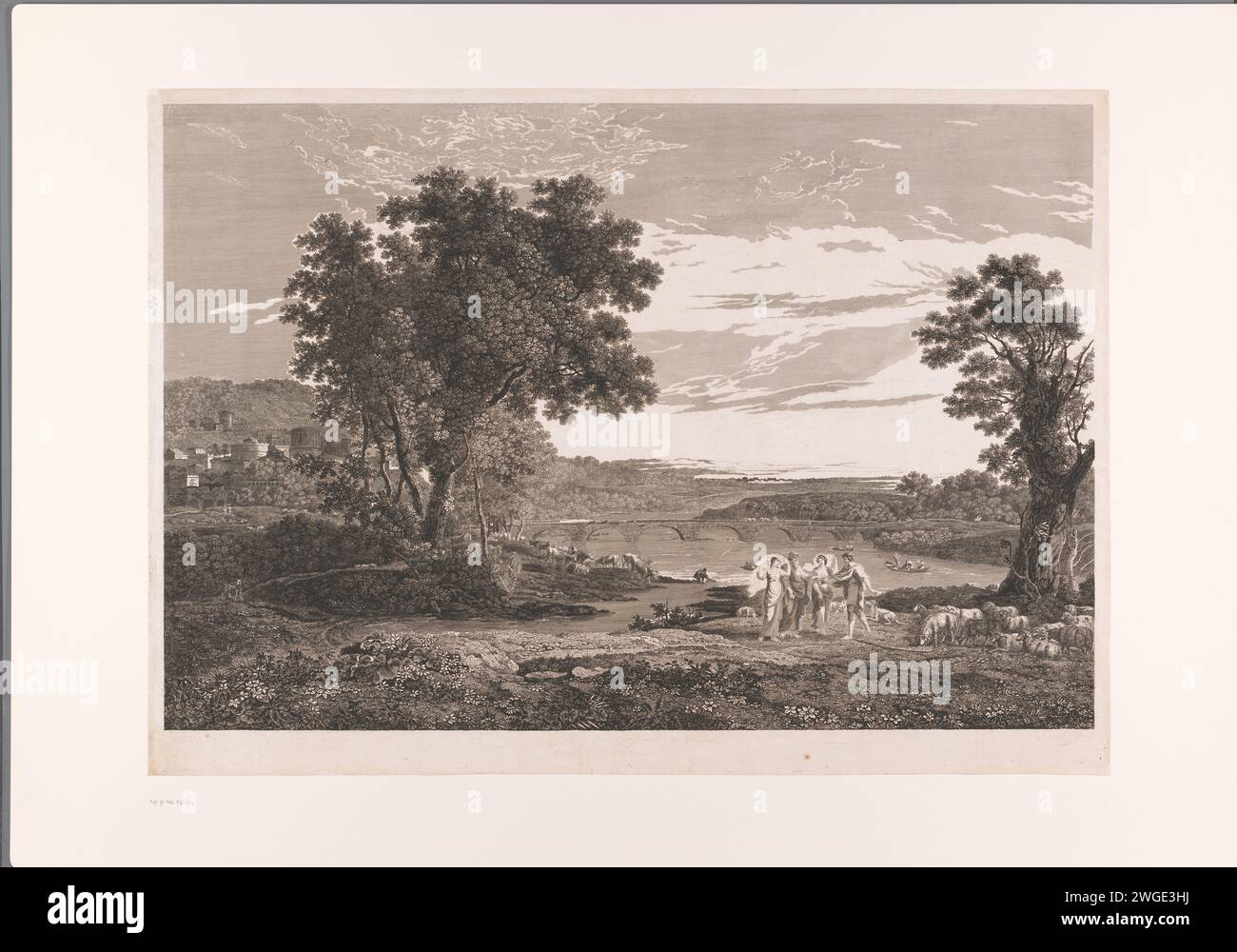 Large Landscape with Jakob and Laban, William Woollett, After Claude ...