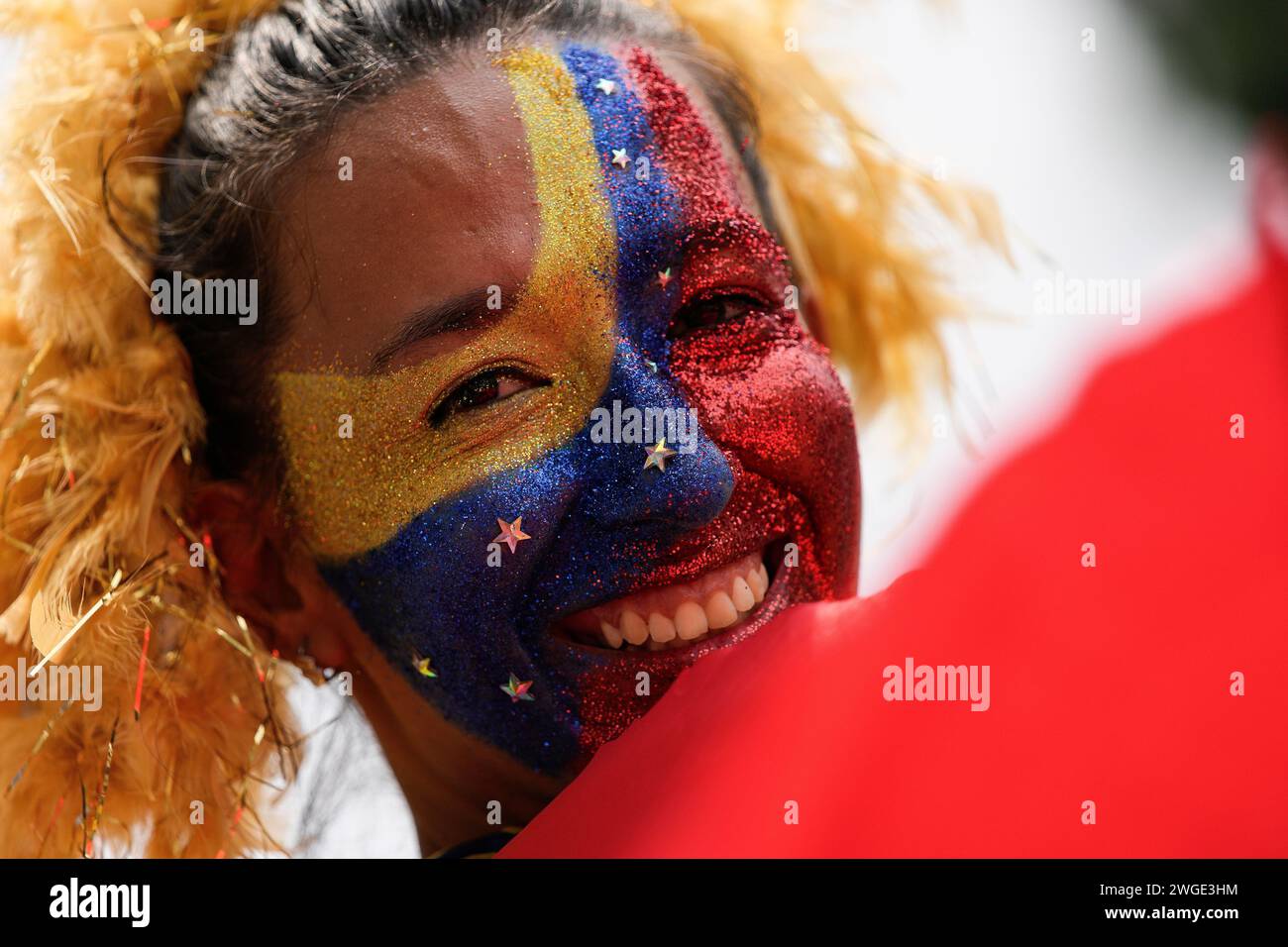 A government supporter takes part in a parade marking the anniversary ...
