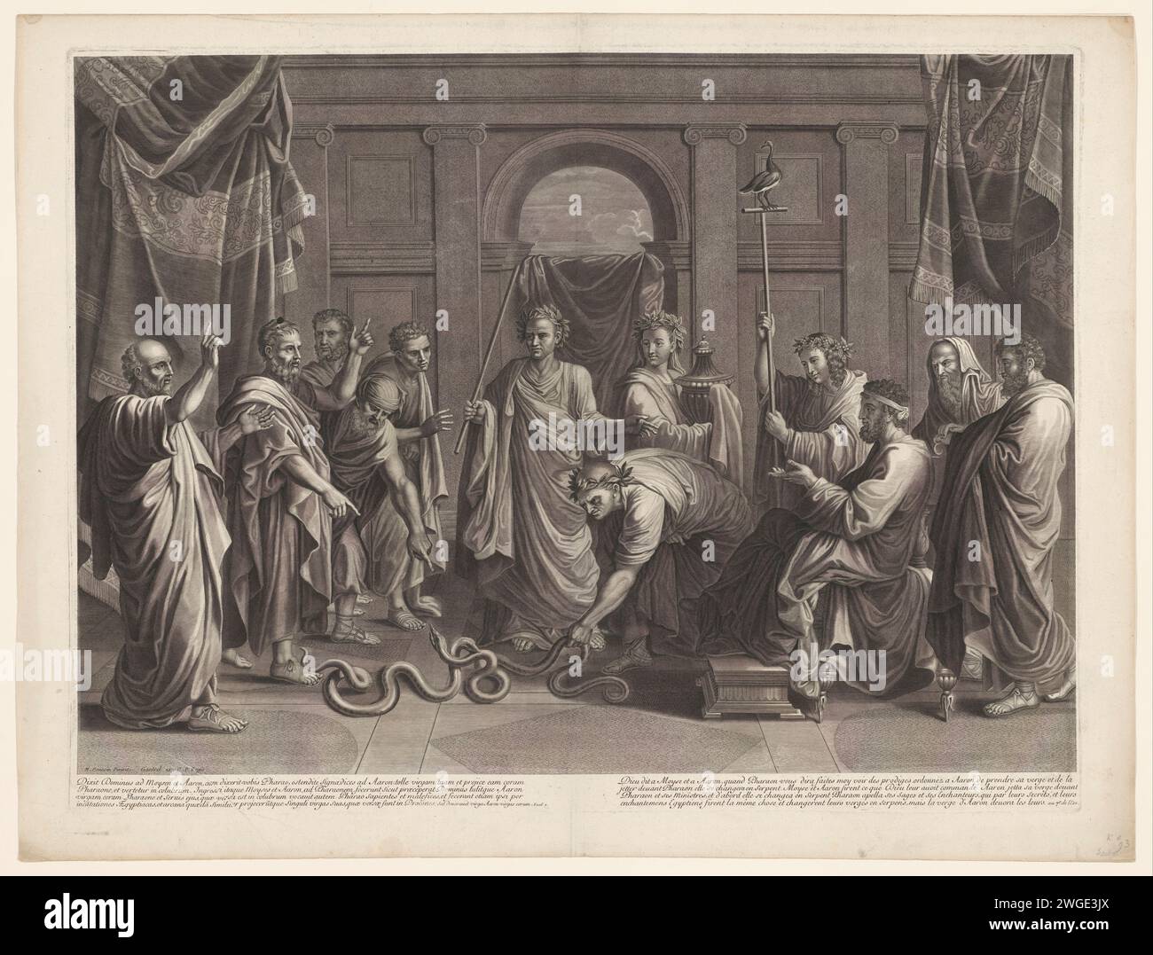 Moses turns his staff into a snake, Étienne Gantrel, after Nicolas ...
