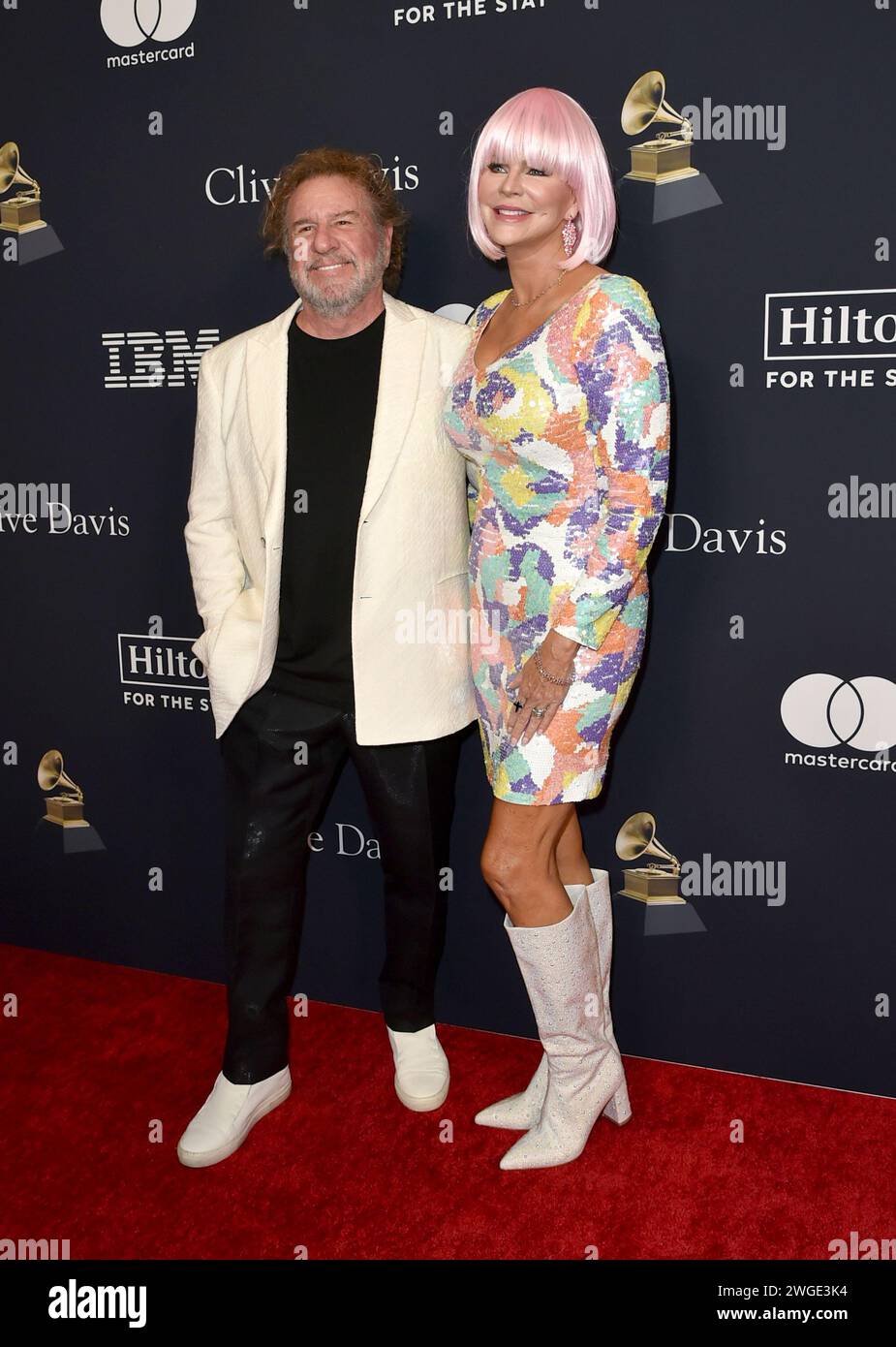 Sammy Hagar, left, and Kari Karte arrive at the Pre-Grammy Gala on ...
