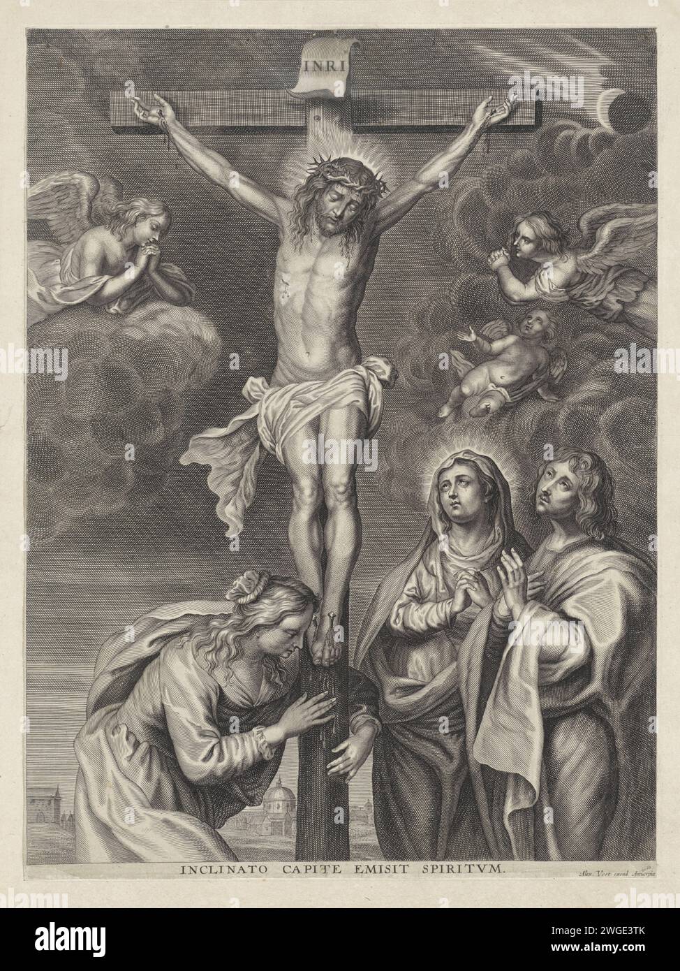 Crucifixion of Christ, Anonymous, After Peter Paul Rubens, 1628 - 1689 print Christ hangs on the ...