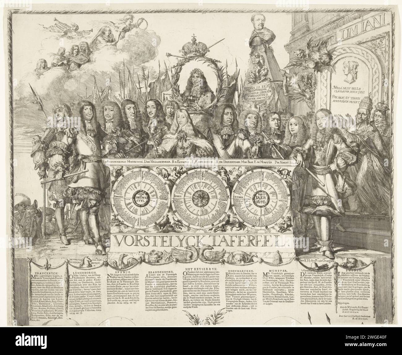 Royal scene (upper half), 1676, 1676 print Upper half of the Royal ...