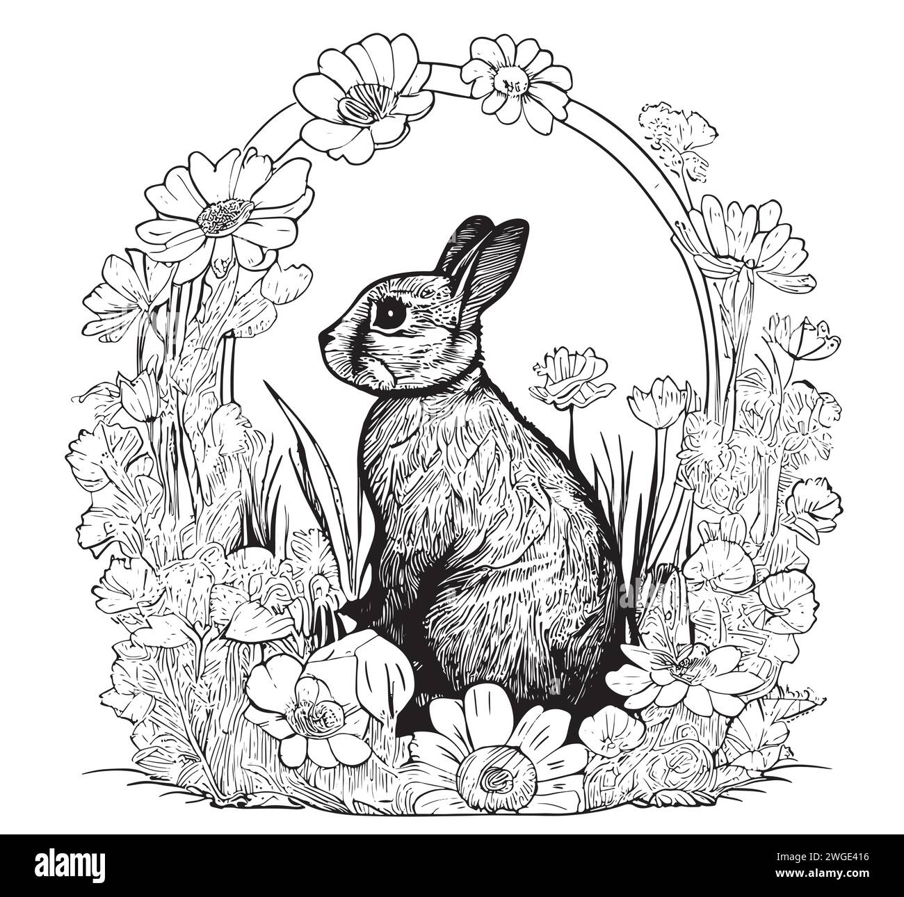 rabbit portrait, vintage graphic illustration, design for posters and ...