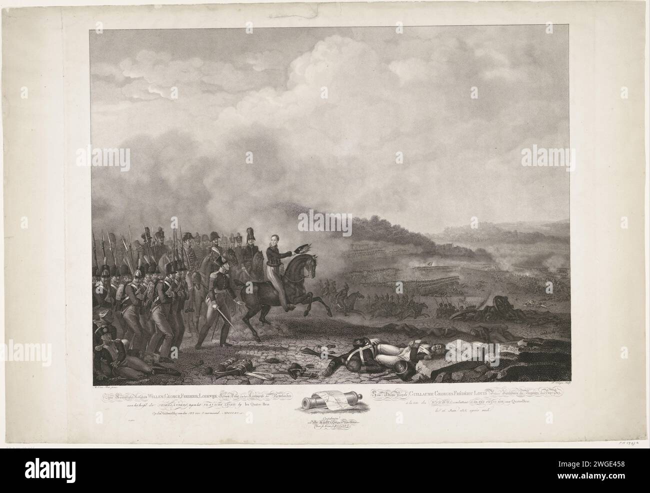 Prince of Orange leads the Dutch troops in the Battle of Quatre -Bras ...