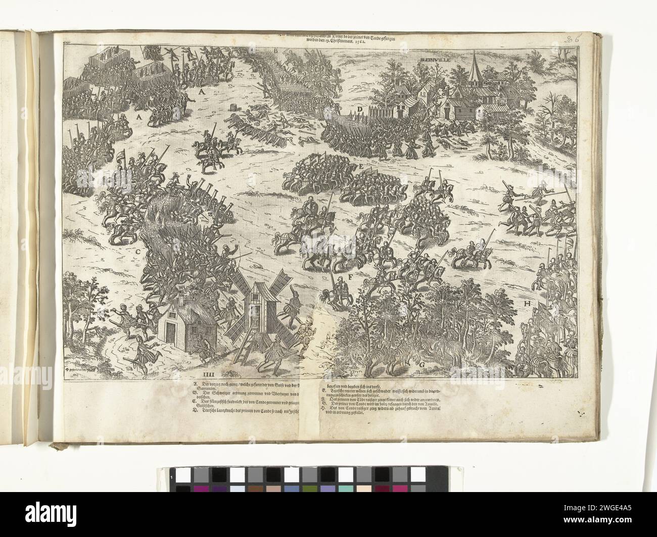 Battle of Dreux, third meeting, 1562, 1570 print Battle of Dreux between the Huguenots and the ...