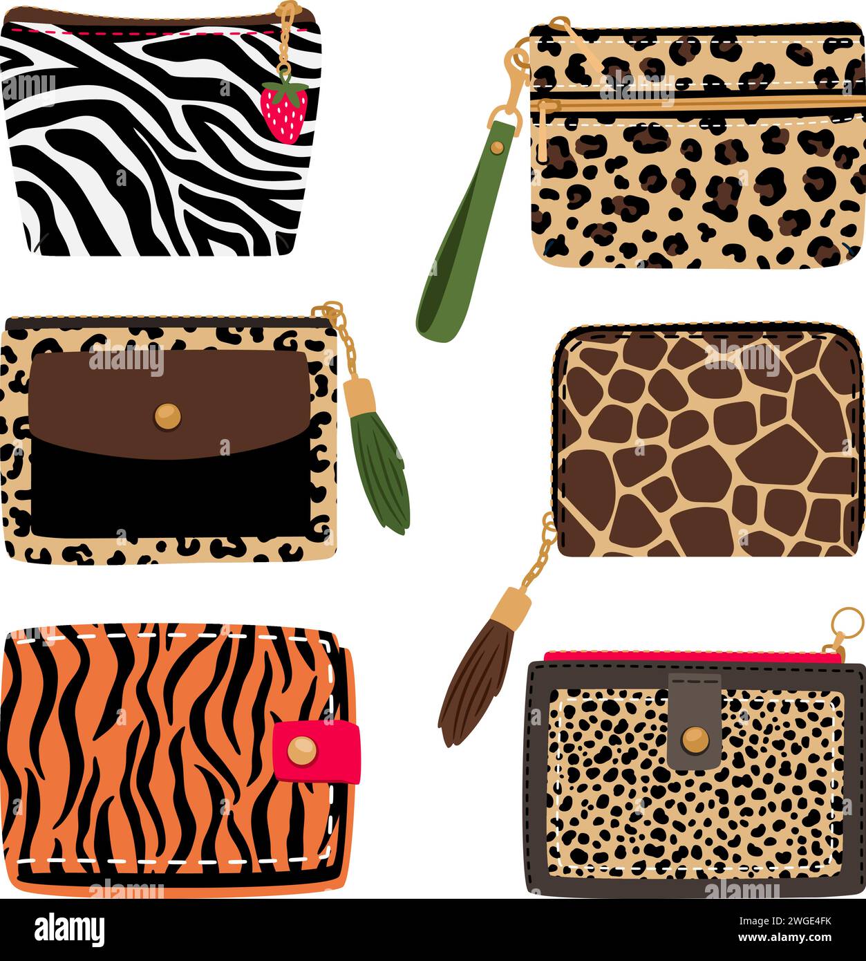 Cute animal print wallets of elegance female pocket with striped ...
