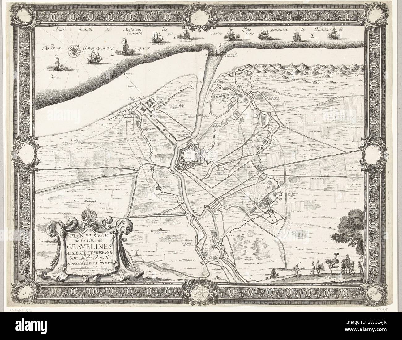Map of siege and conquest of Grevelingen, 1644, 1645 print Map of the ...
