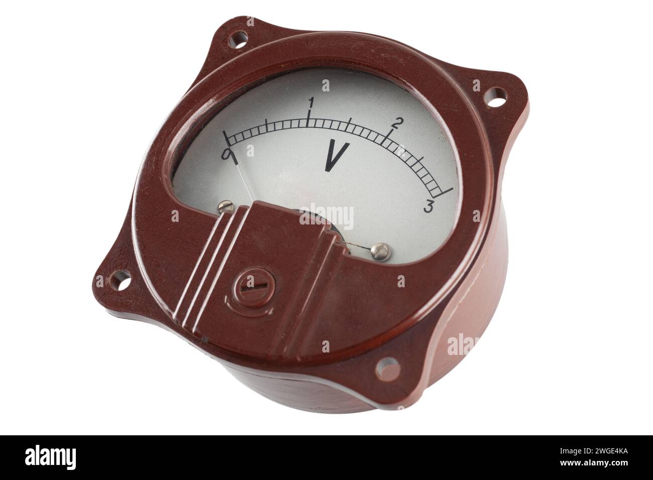 vintage ancient voltmeter isolated on white background Stock Photo - Alamy