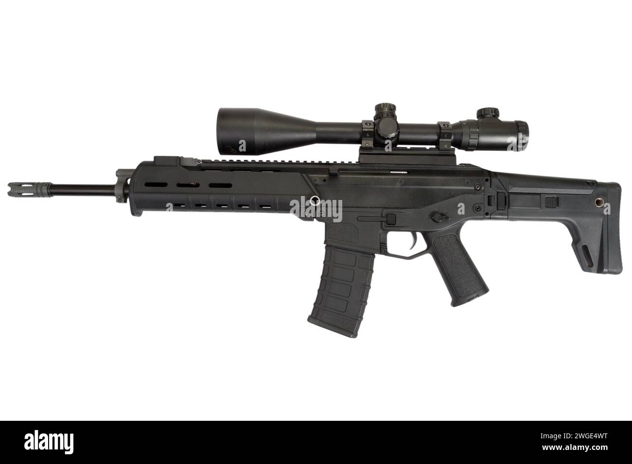 assault rifle with folding stock isolated on white background Stock ...