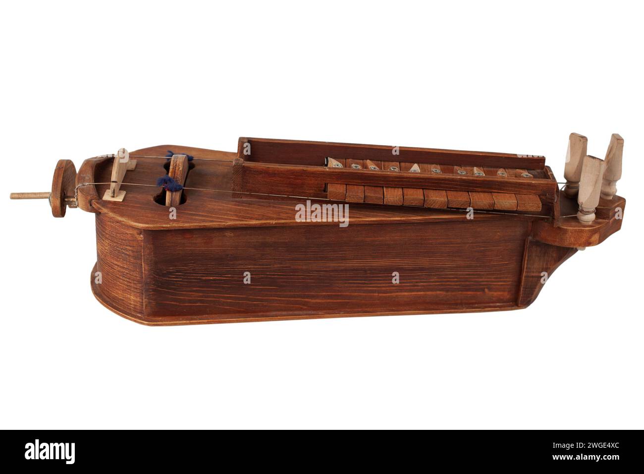 The Hurdy gurdy, stringed musical instrument. Isolated on white ...