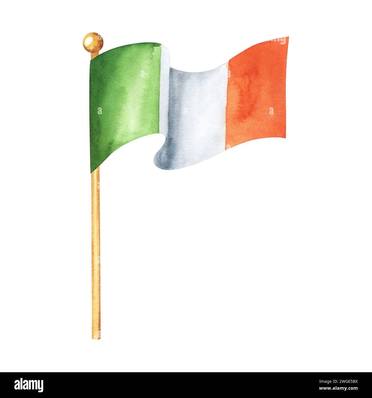 Irish flag painted with watercolors on white background Stock Photo - Alamy