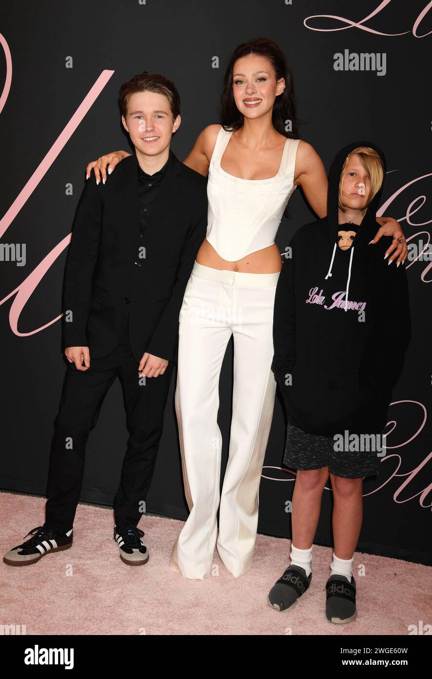 LOS ANGELES, CALIFORNIA - FEBRUARY 03: (L-R) Luke David Blumm, Nicola ...