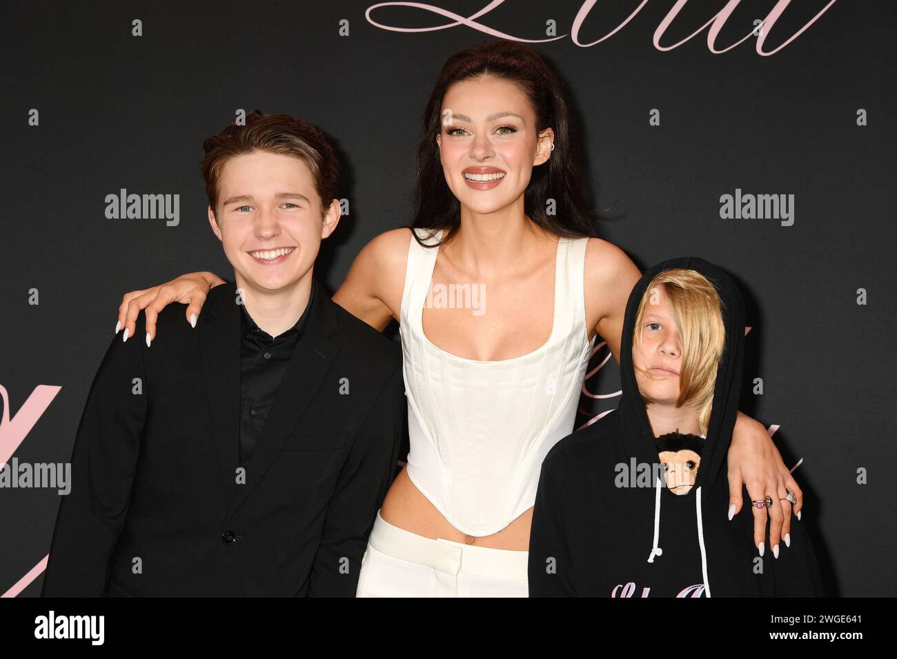 LOS ANGELES, CALIFORNIA - FEBRUARY 03: (L-R) Luke David Blumm, Nicola ...