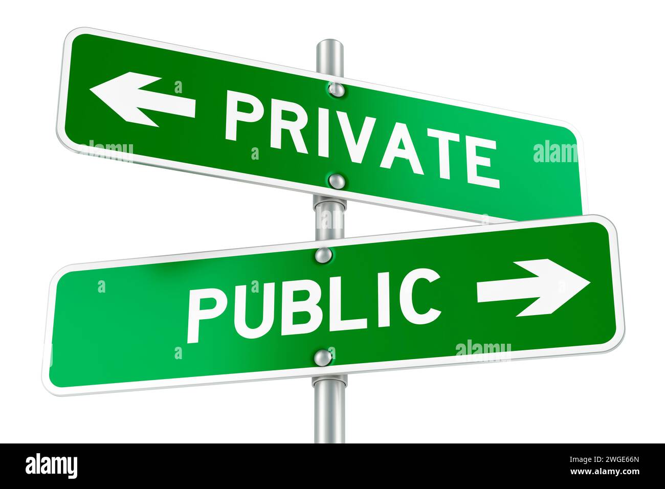 Private or Public. Opposite traffic sign, 3D rendering isolated on ...