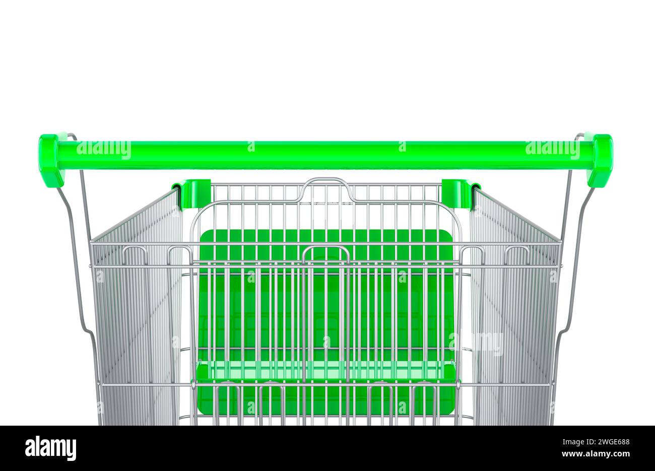 Shopping cart, rear view. 3D rendering isolated on white background ...