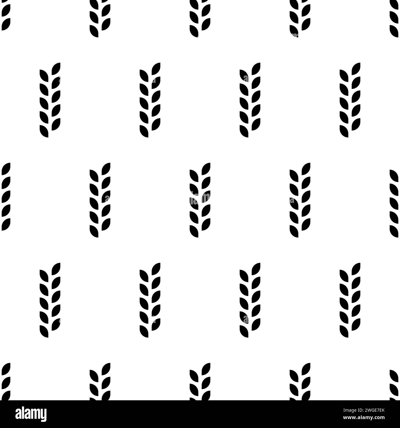 Wheat seamless pattern. Repeating black grain wheats on white ...