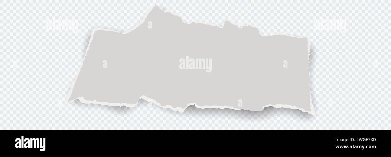 Gray square ripped paper with torn adges and soft shadow. Blank mockup ...