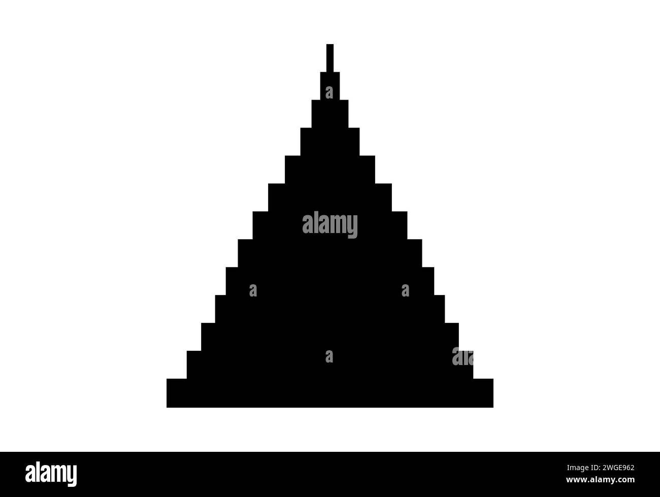 Pyramid consisting of horizontal rectangles. Black silhouette. Triangle ...