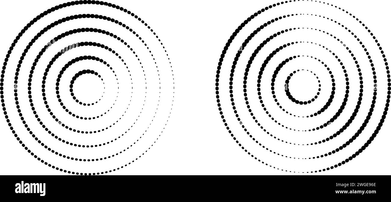 Circular ripple icons. Concentric circles with broken dotted lines ...