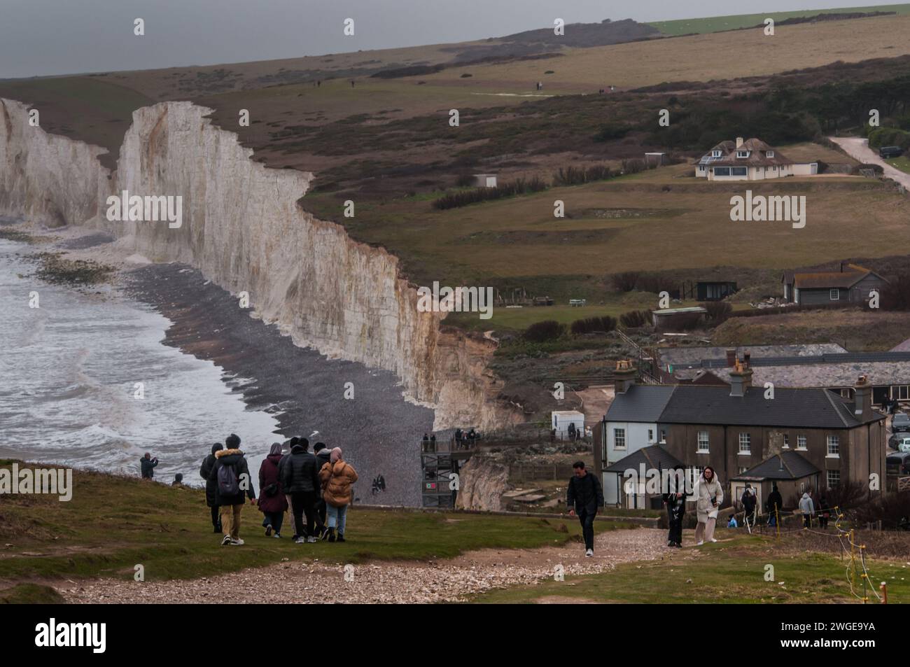 Birling Gap, Eastbourne, East Sussex, UK. 4th Feb, 2024. Erosion of the ...