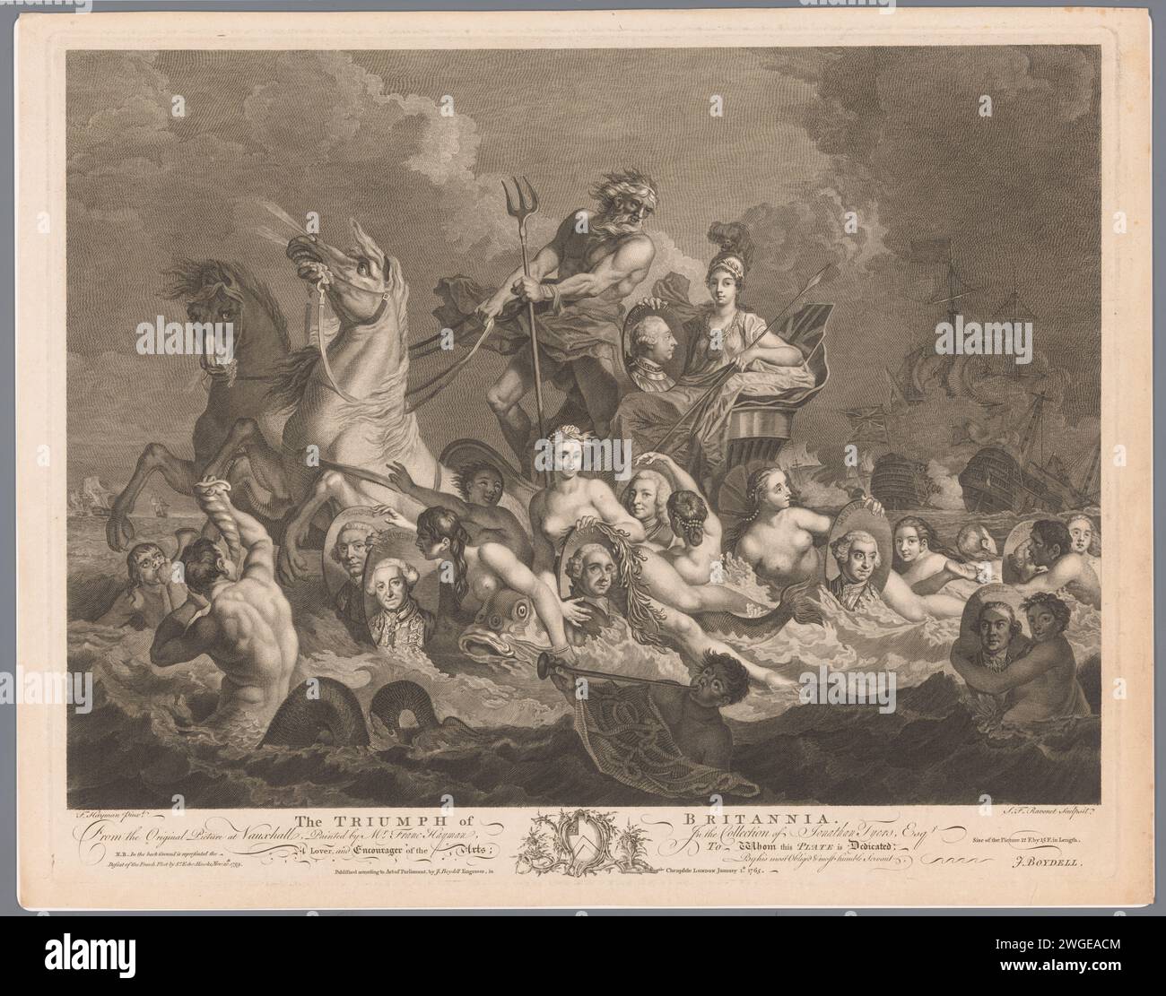 Allegory of the British Navy and the victory on the French fleet, Simon ...
