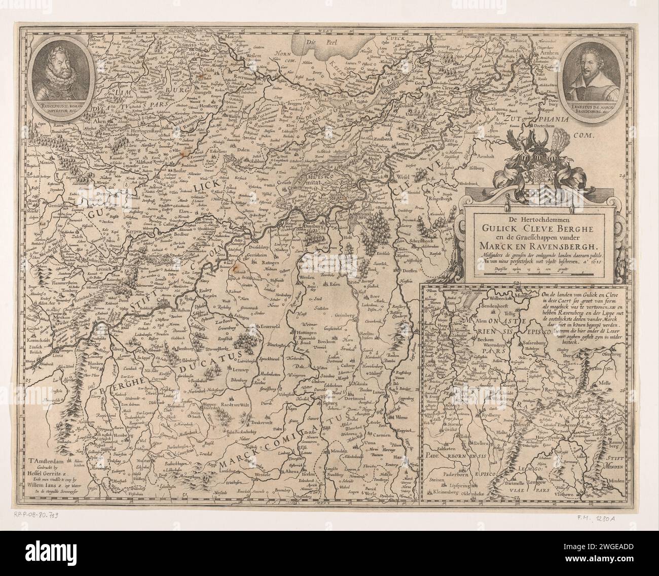 Map of the Duke Dommen Gulik, Kleef en Berg, battle theater of the Gulik-Kleefse issue, 1610 ...
