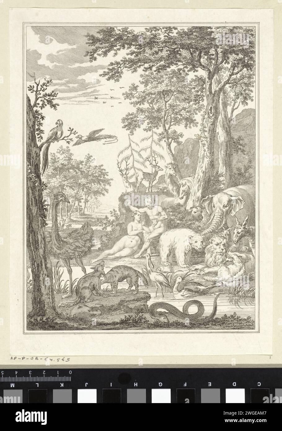 Adam and Eva in Paradise, Reinier Vinkeles (I), After Dirk Kuipers ...