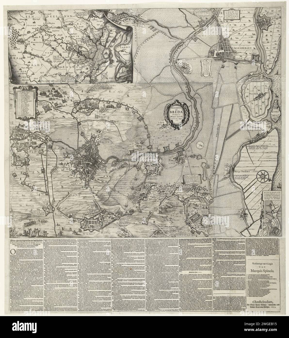 Large map of the siege of Breda, 1624-1625, 1624 - 1625 print Large map ...