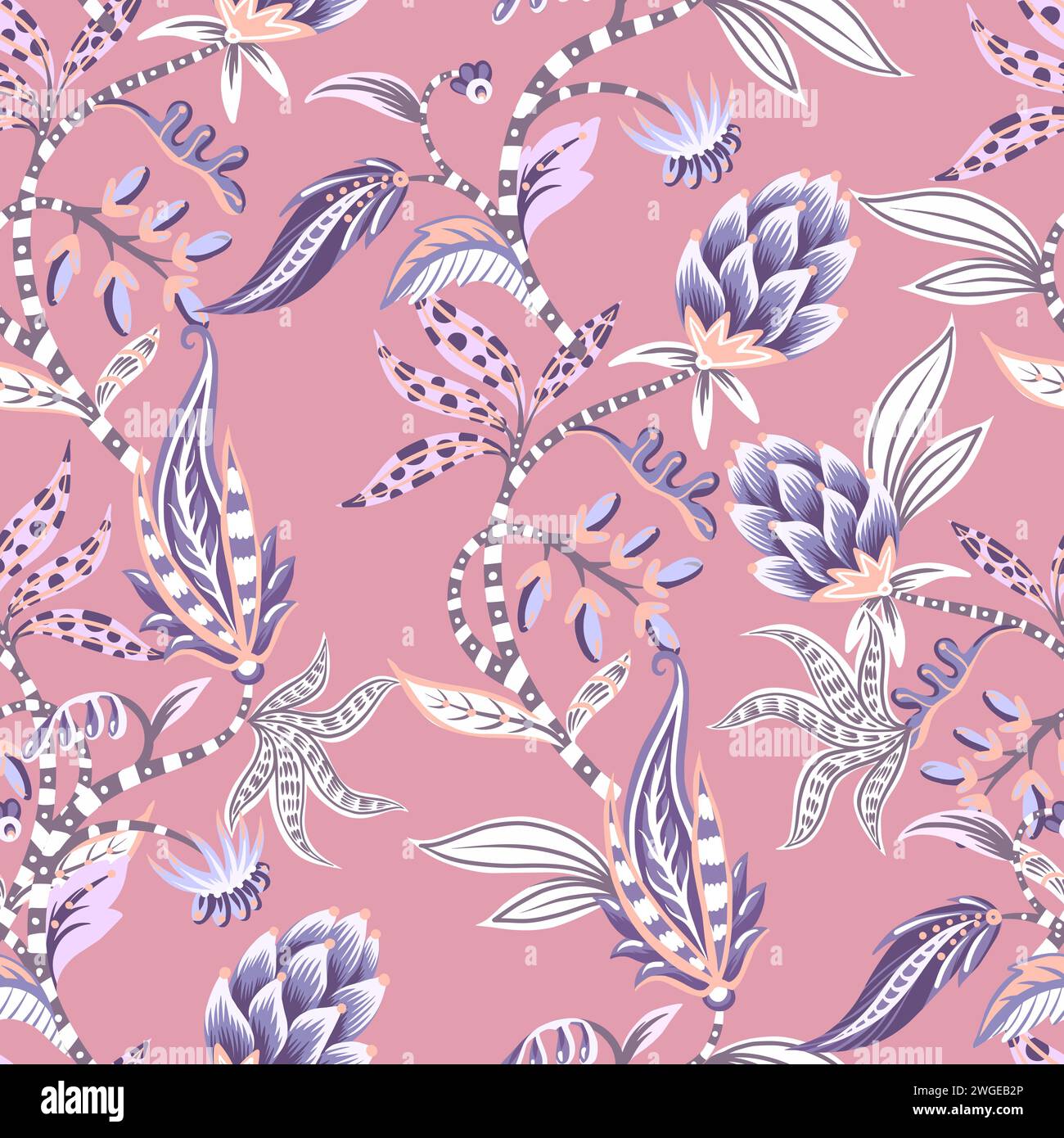 Chintz seamless pattern with flowers and leaves. Vector Stock Vector Image & Art - Alamy