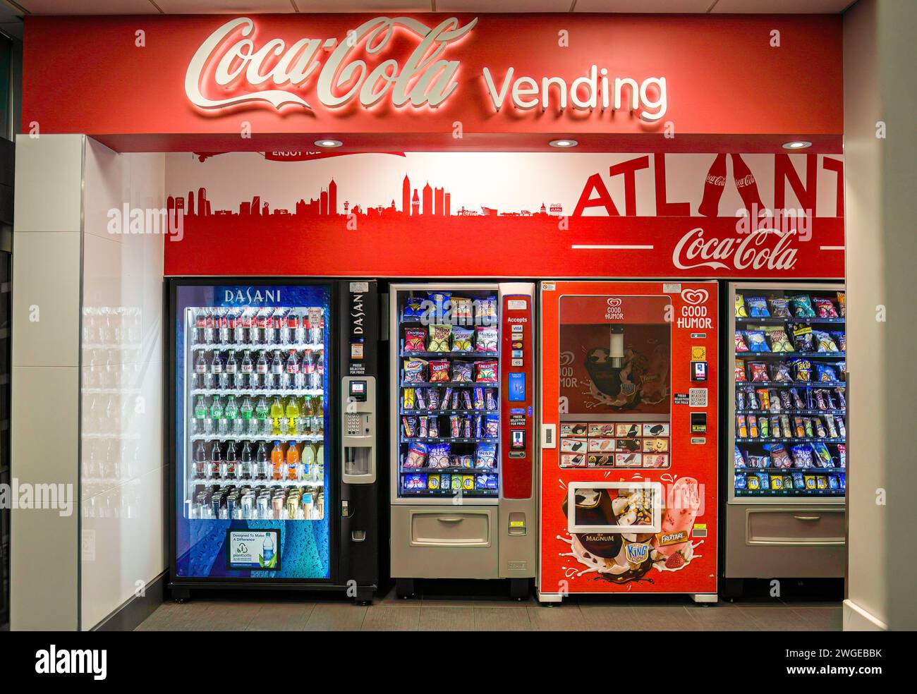 Photo of Coca Cola vending machines in the Hartsfield-Jackson International Airport. The soft ...