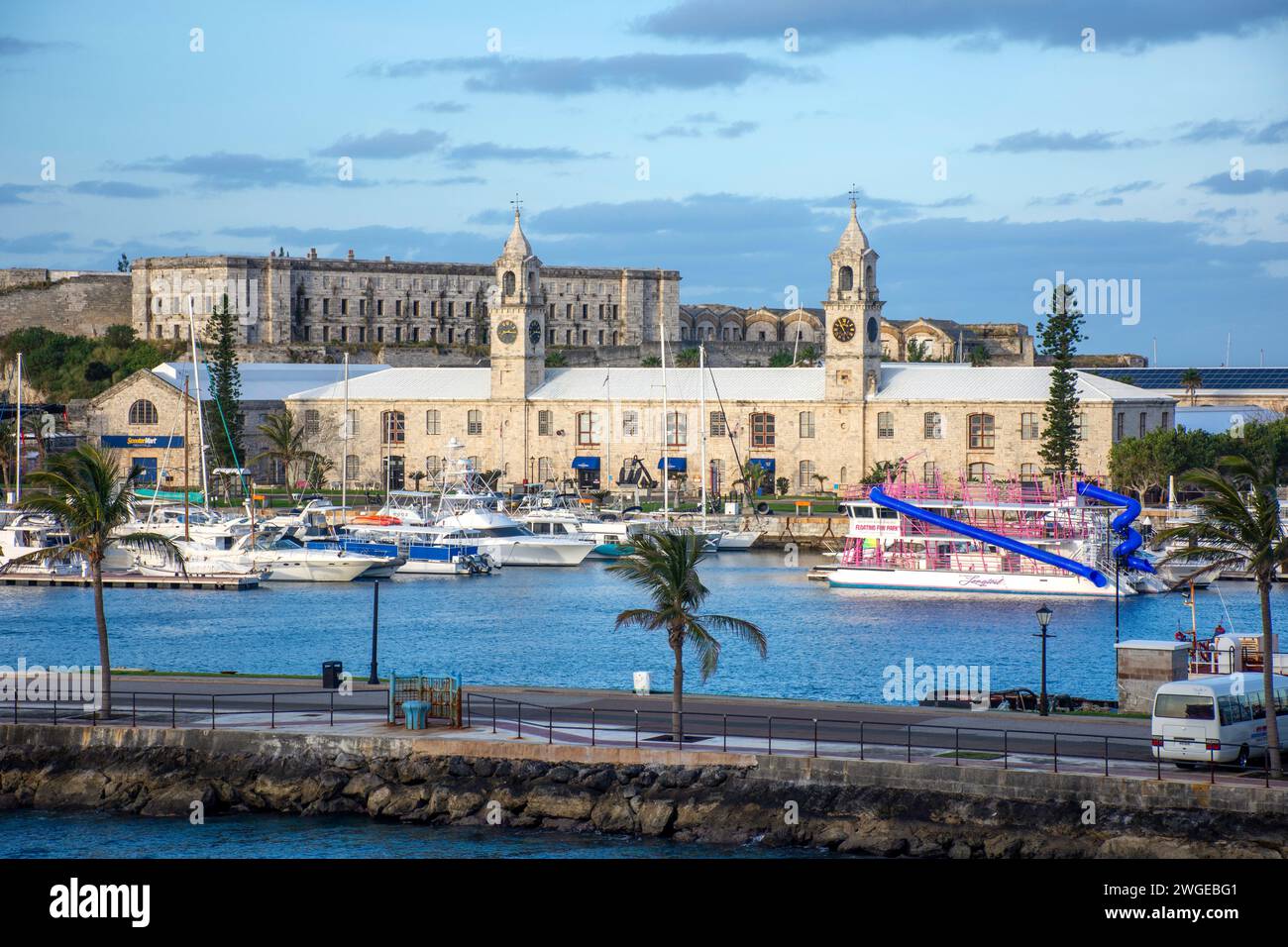 Historic Clocktower Shopping Mall Building across Dockyard Marina ...