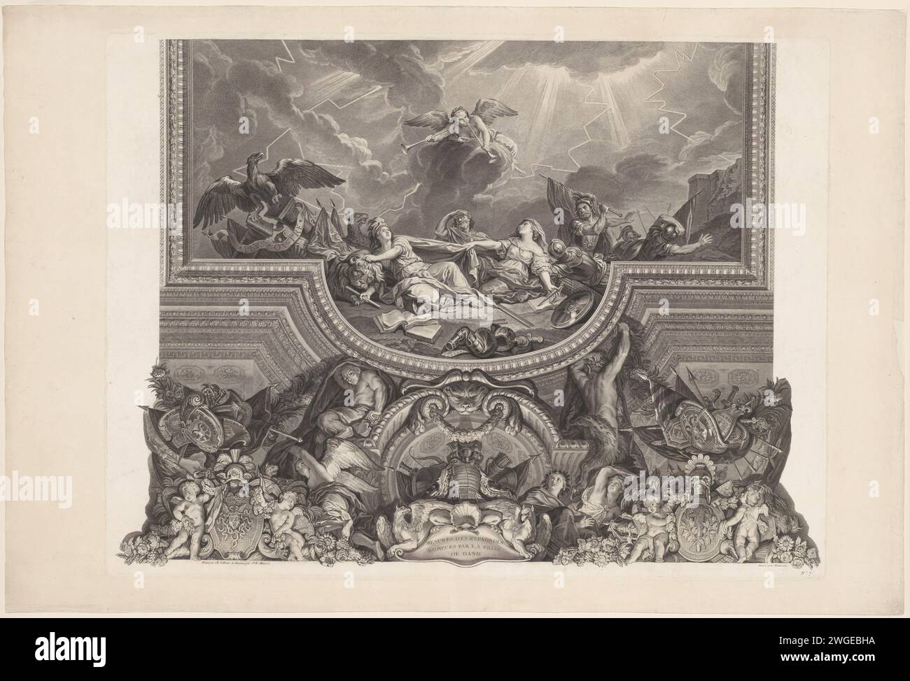 Ceilingschilding in Grande Galerie Van Versailles, Nicolas de Beauvais ...