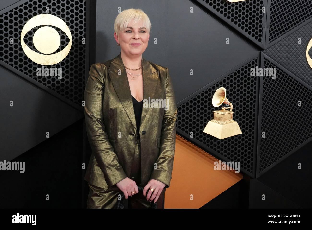 Amy Rattray arrives at the 66th annual Grammy Awards on Sunday, Feb. 4 ...