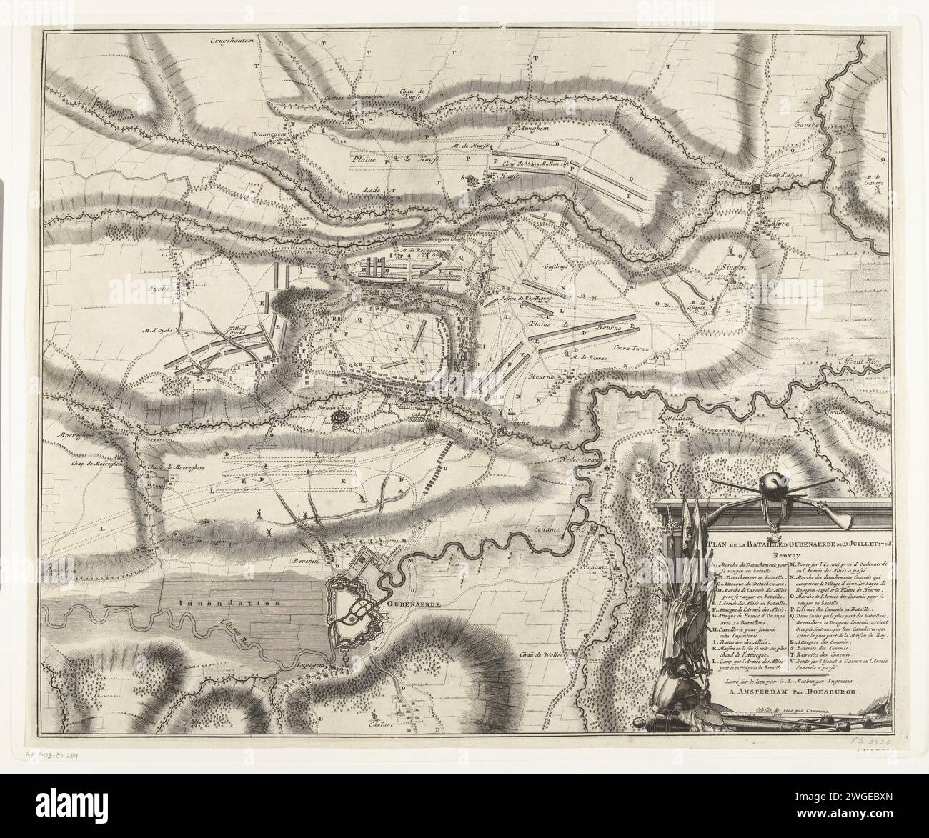 Map of the Battle of Oudenaarde, 1708, 1708 - 1714 print Plan of the ...