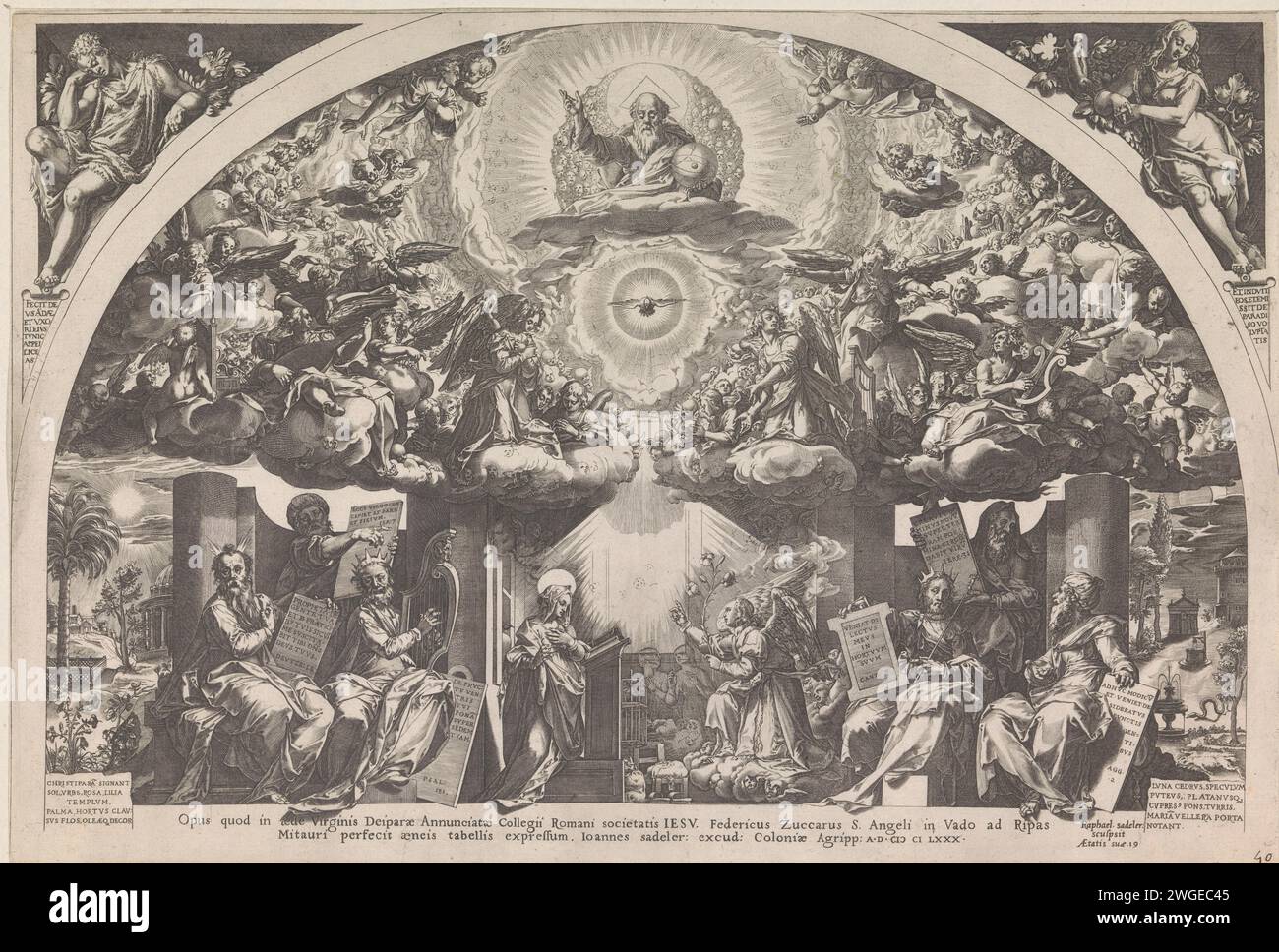 Annunciation with the six prophets and angel choirs, Raphaël Sadeler (I ...