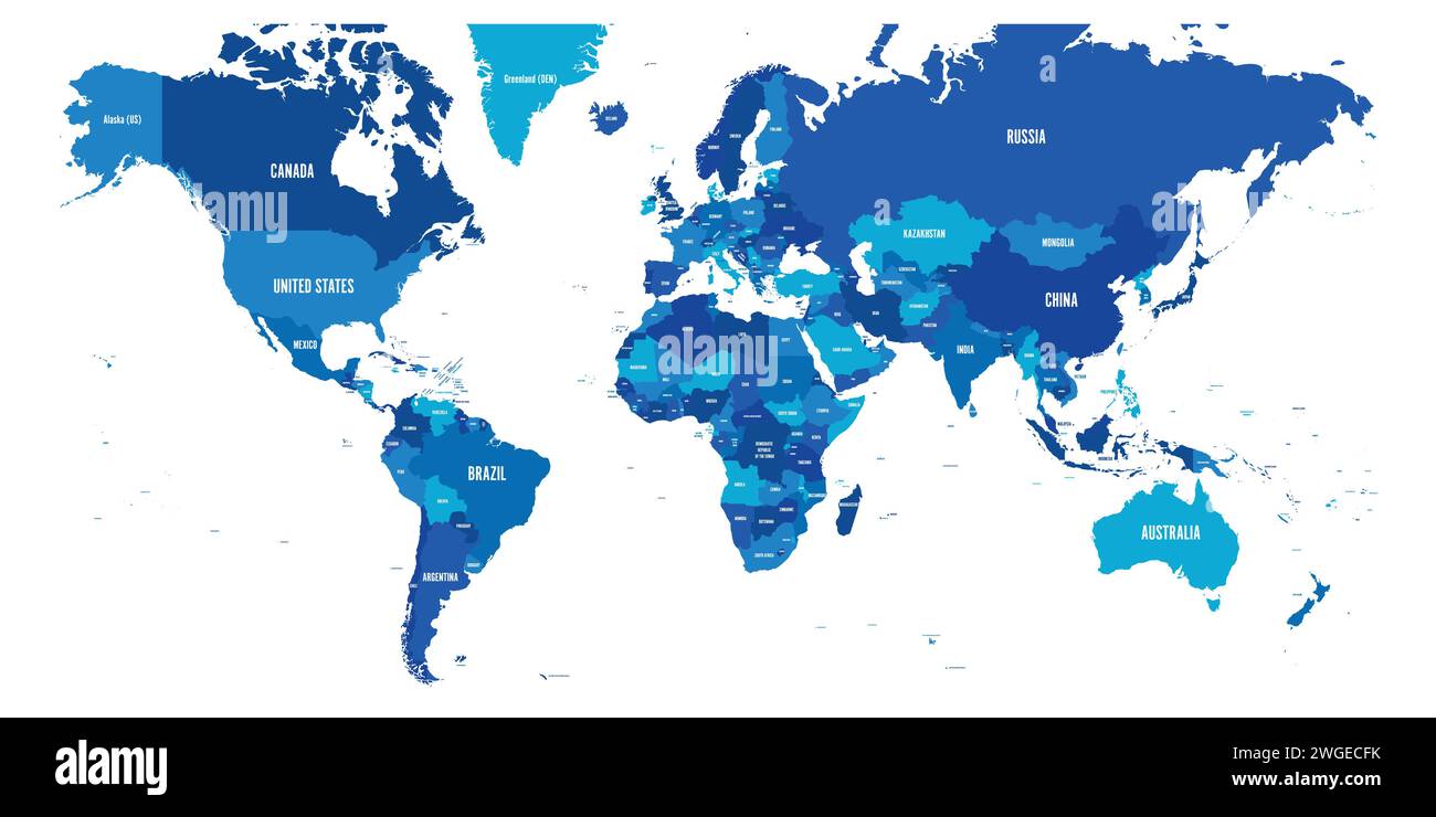Map of World. Mercator projection. High detailed political map of ...