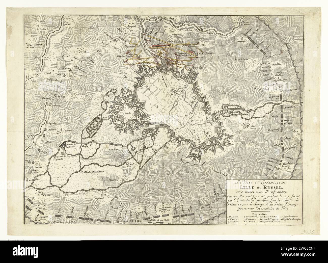 Plan of the siege of Lille, 1708, 1708 print Map of the siege from ...