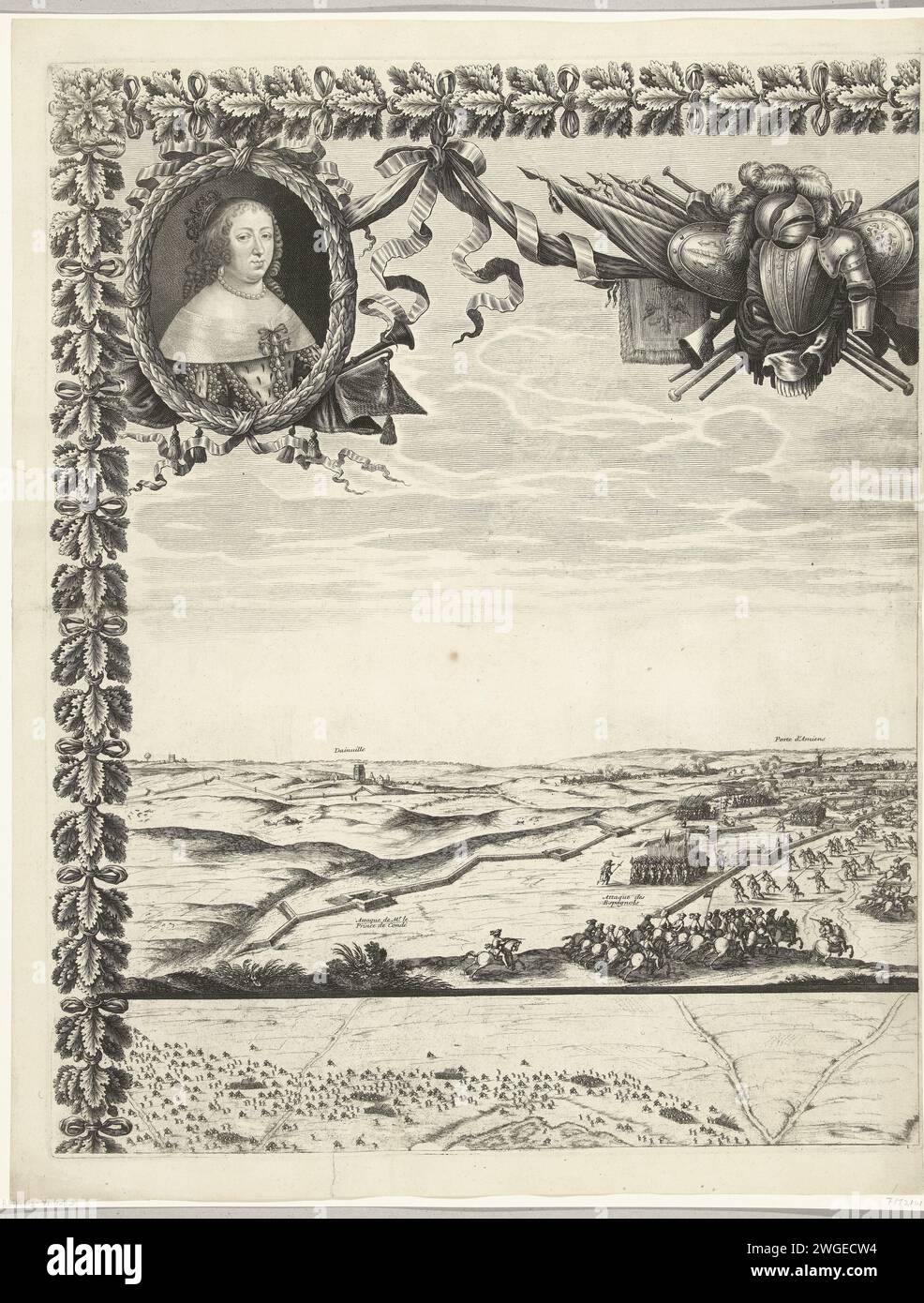 Relief of Arras, besieged by the Spaniards (top row, plate 1), 1654 ...