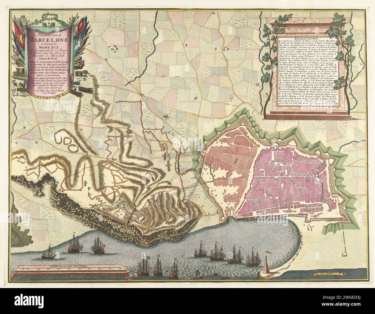 Map of the Siege of Barcelona, 1706, 1706 print Map of the siege of ...