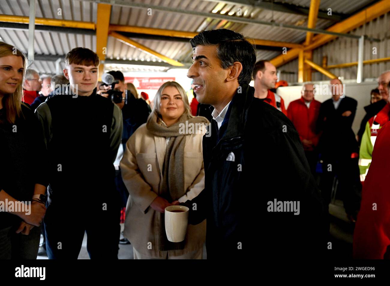 Prime Minister Rishi Sunak during a visit to Air Ambulance Northern ...