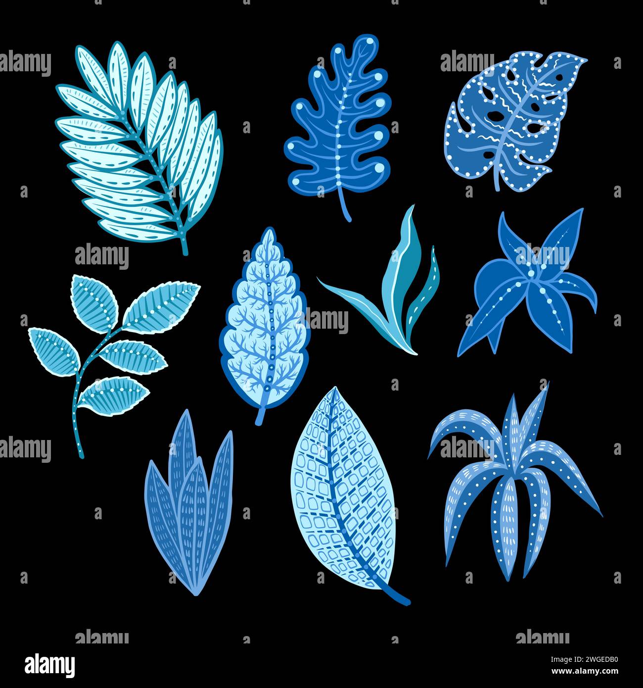 Simple ornamental leaves isolated. Vector Stock Vector Image & Art - Alamy
