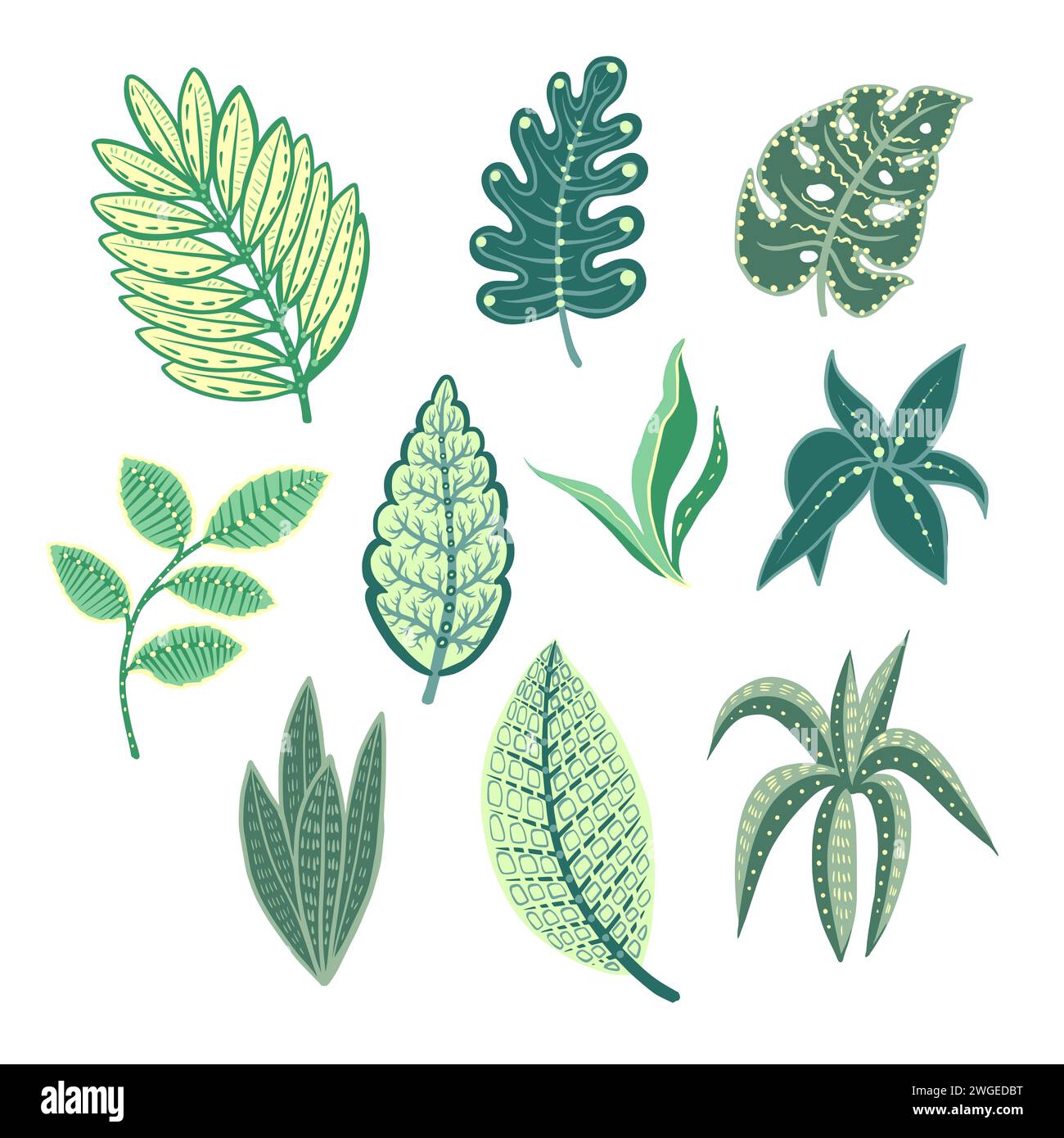 Simple ornamental leaves isolated. Vector Stock Vector Image & Art - Alamy