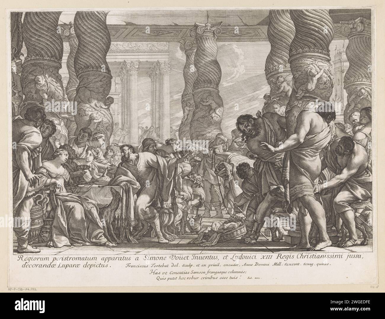 Simson is led to a pillar in the Temple of Dagan, François Tortebat ...