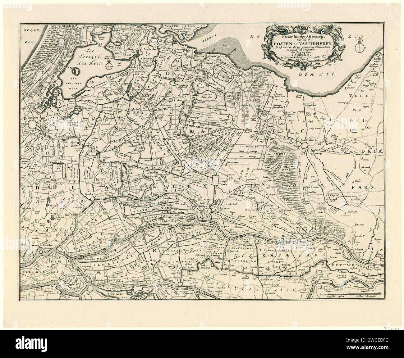 Map of the provinces of Holland, Utrecht and Gelderland with the ...