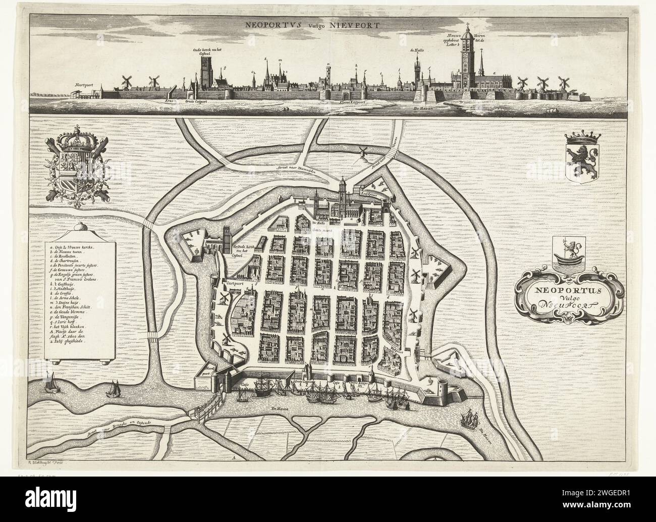 Map and profile of Nieuwpoort, 1641 - 1644 print Map of the city of ...