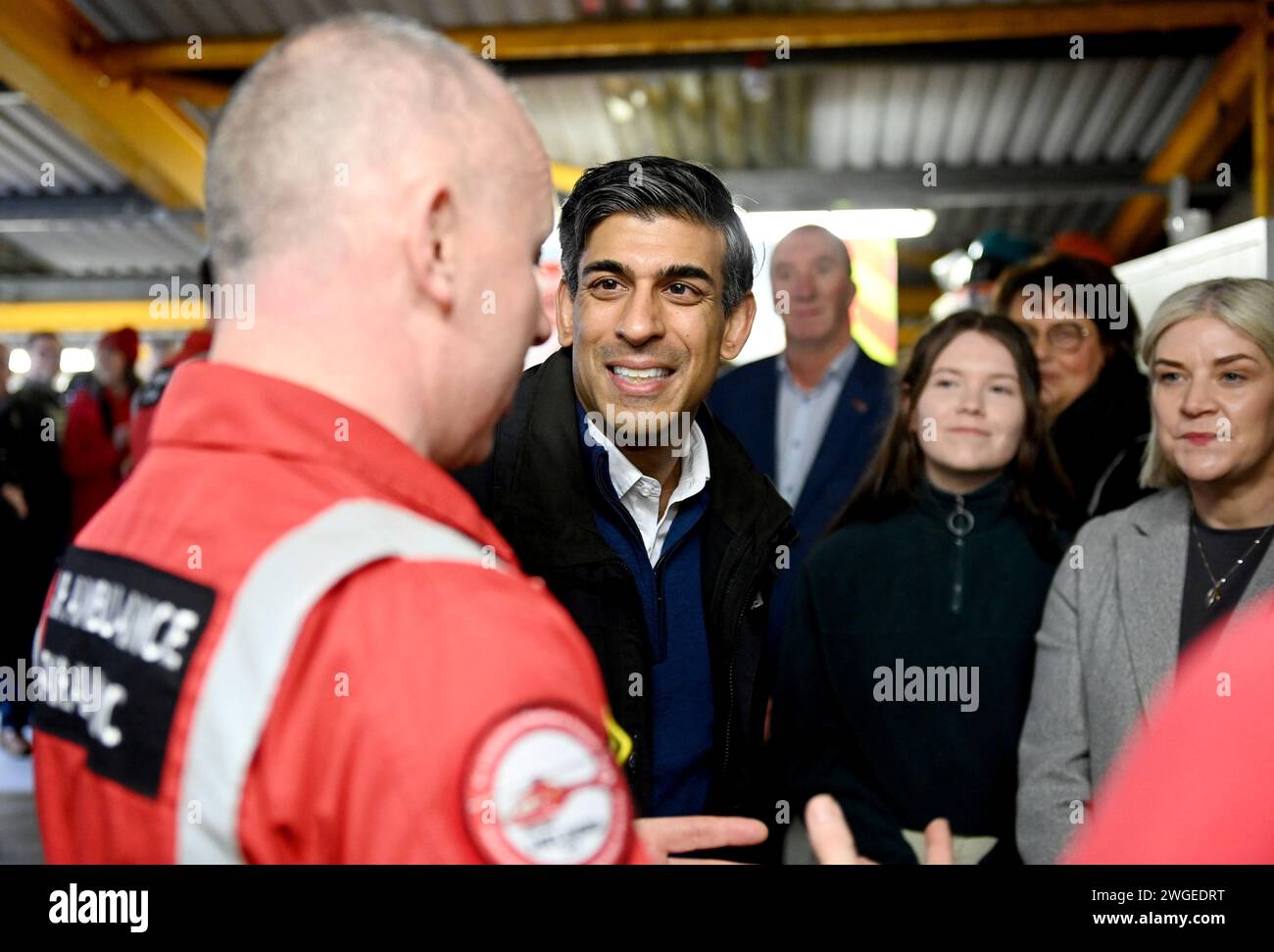 Prime Minister Rishi Sunak during a visit to Air Ambulance Northern ...