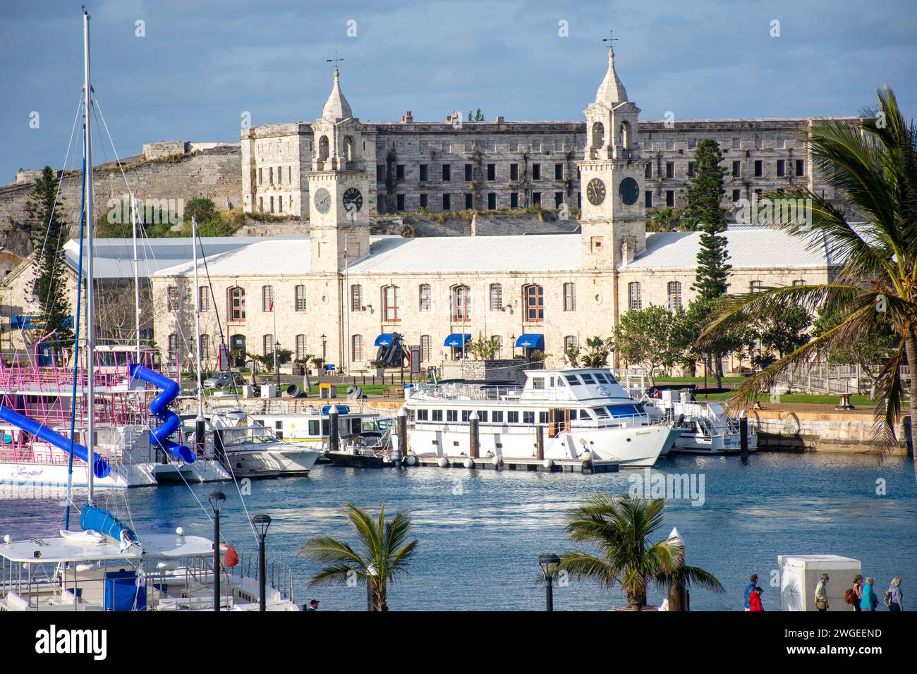 Historic Clocktower Shopping Mall Building across Dockyard Marina ...