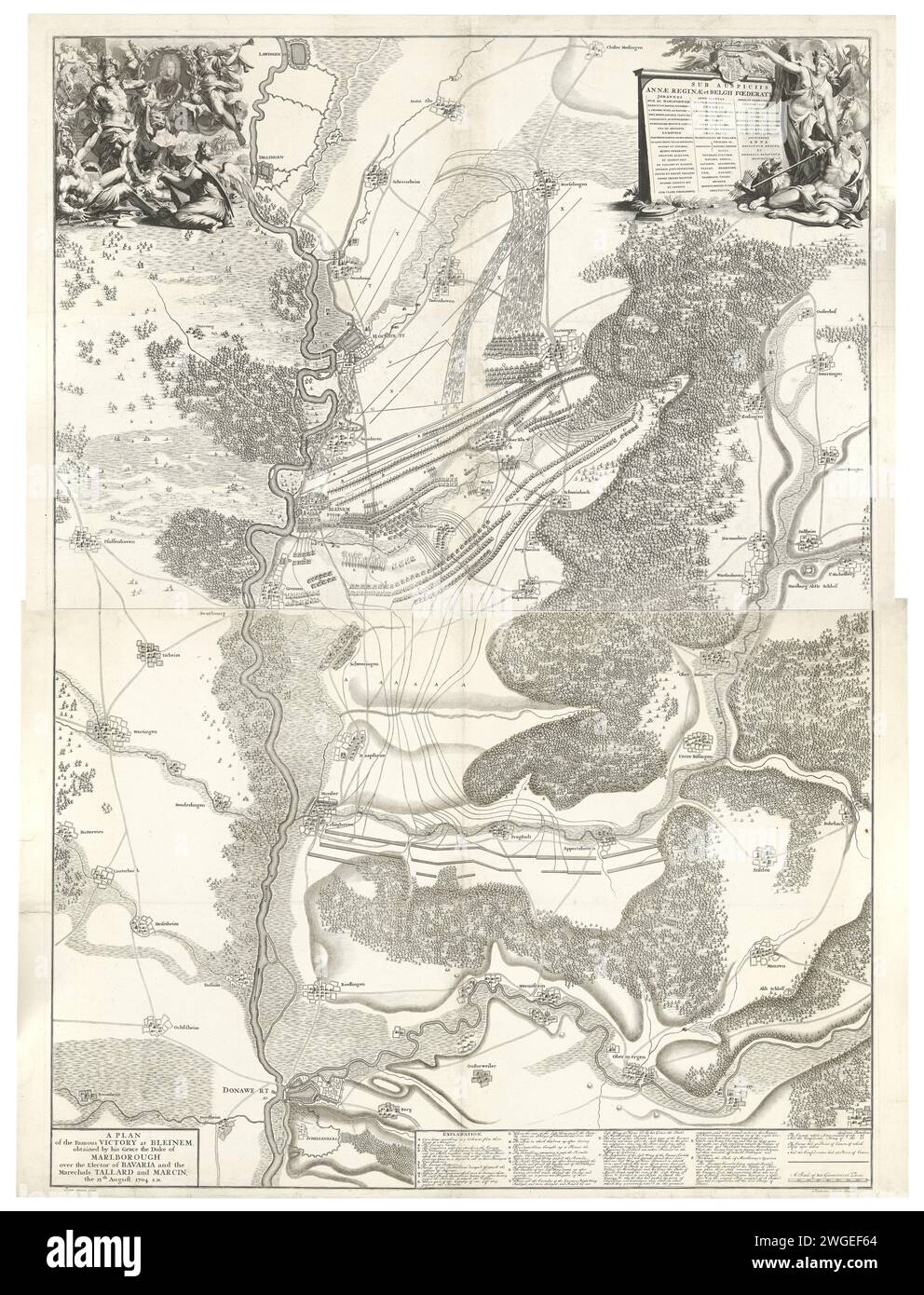 Map of the Battle of Höchstädt, 1704, 1704 print Large map of the ...