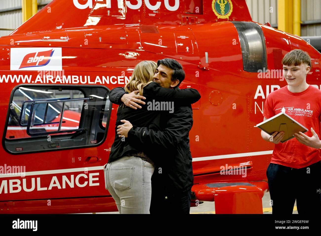 Prime Minister Rishi Sunak during a visit to Air Ambulance Northern ...